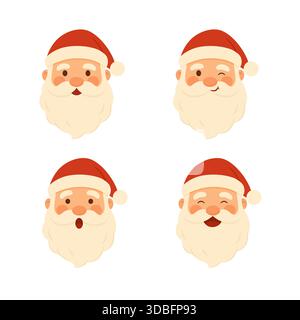 Set of Santa Claus face. Santa faces set. Christmas claus character set ...
