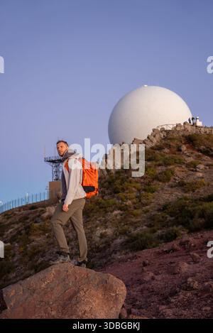 Hiker on the White Dome trail, Valley of Fire State Park, Nevada, USA ...