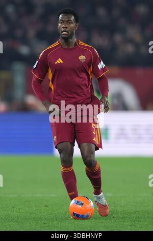 Olimpico Stadium, Rome, Italy - Evan Ndicka of AS Roma celebrates after ...