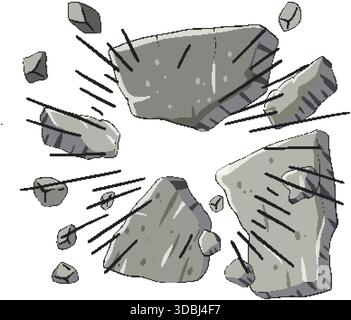 debris explosion effect cartoon vector illustration Stock Vector Image ...