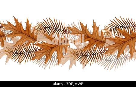 Seamless horizontal border of colorful fall leaves on an isolated ...