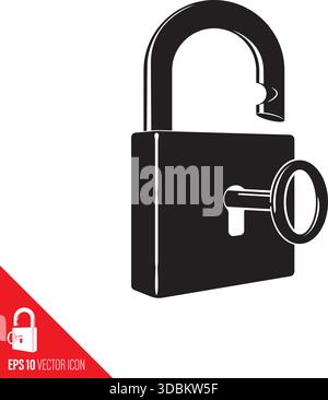 key padlock glyph icon vector illustration Stock Vector Image & Art - Alamy