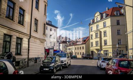 Typical street in Giesing in Munich Stock Photo - Alamy