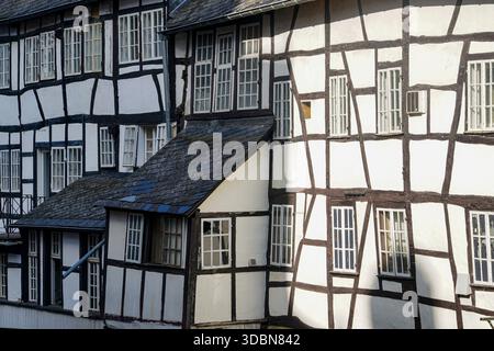 Traditional architecture of Monschau in North Rhine-Westphalia, Germany ...