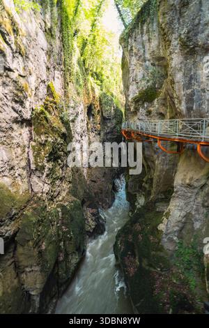 Suspended Walkway Inside the Dramatic Gorges du Fier, France Stock ...