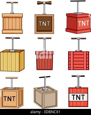 Cartoon set of tnt explosives isolated on white background. Vector ...