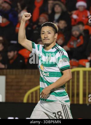 Celtic's Daizen Maeda celebrates scoring with Arne Engels during the ...