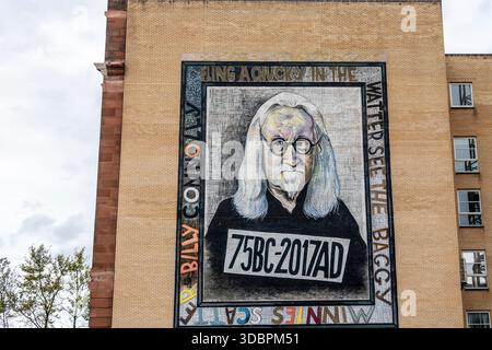 Scotland, Glasgow, Mural Trail, Billy Connolly (reproduction of a ...