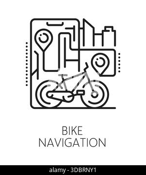 Smartphone cycling app icon. Thin line illustration. Smart phone with ...