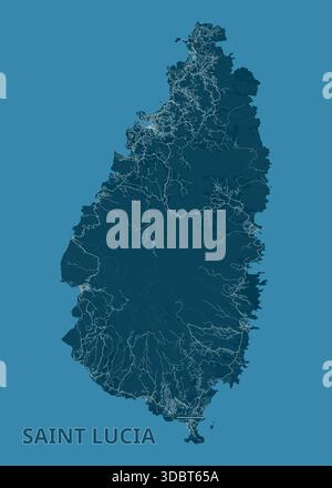 Network map of Saint Lucia. Island digital connections map. Technology ...