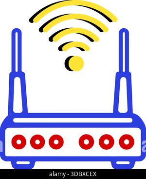 Simple wireless router and access point outline and field icon set ...