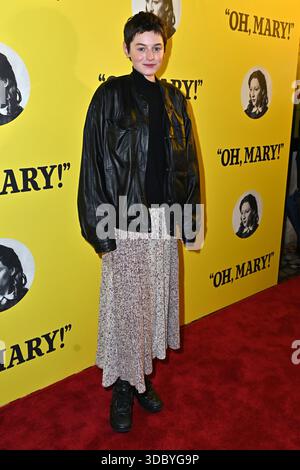 Emma Corrin attends "Oh, Mary!" Press Night at the Trafalgar Theatre in ...