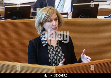 Ecolo Celine Tellier pictured during a plenary session of the Walloon ...