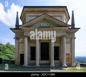 A portico with columns and a triangular pediment on the Greek-style ...