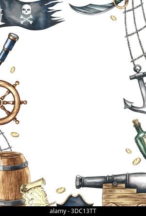 pirate themed illustration Stock Photo - Alamy