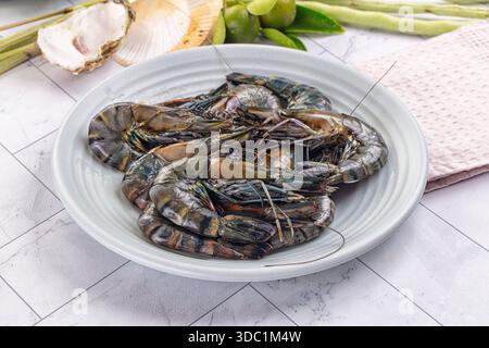 Raw wild frsh Tiger prawn for cooking Stock Photo - Alamy