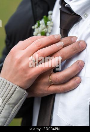 Cropped photo of woman holding pink plate with French fries, omelette ...