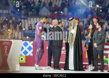 Doha, Qatar. December 18 2025: Morocco and Jordan football players on ...