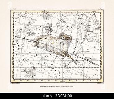 Vintage constellation illustration from the early 18th century. A ...