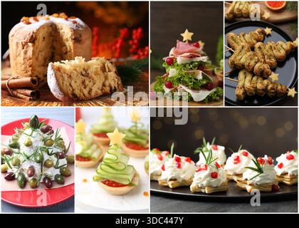 Christmas foods combined into collage. Festive dinner Stock Photo - Alamy