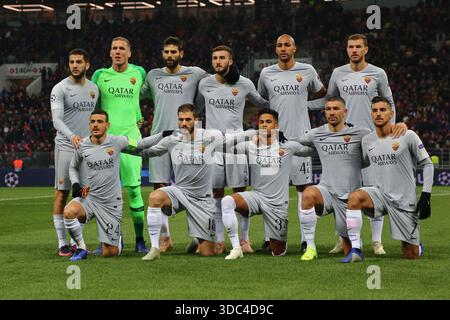 A.S. Roma players pose for a team photo during the 22th day of the ...