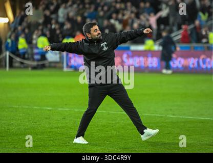 Swansea City Head Coach Vitor Matos embraces Swansea City goalkeeper ...