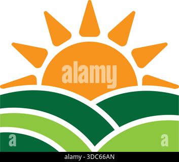 Modern Sun Leaf Fresh Morning Logo Design with Circle Vector Template ...