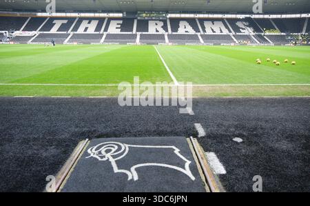 Inside Pride Park Stadium prior to kick off during the Emirates FA Cup ...