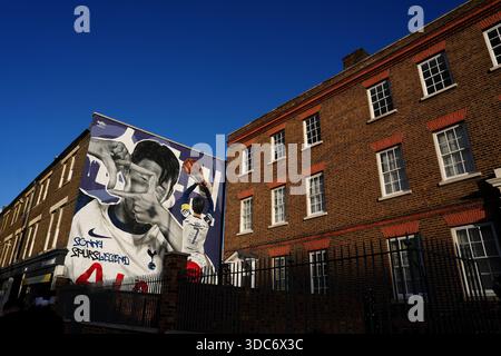 A mural of Son Heung-min ahead of the Premier League match at Tottenham ...