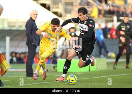 Fares Ghedjemis of Frosinone Calcio Andrea Bozzolan is in action during ...