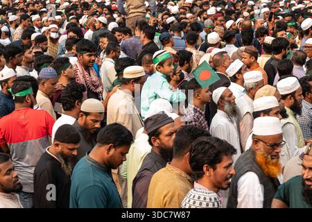 Dhaka, Bangladesh - 20 December 2025: Crowds gather during the funeral ...