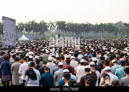 Dhaka, Bangladesh - 20 December 2025: Crowds gather during the funeral ...