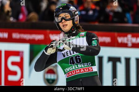 Japanese ski jumper Ren Nikaido, who won silver, makes his landing in ...