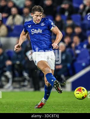 James Tarkowski of Everton passes the ball during the Premier League ...