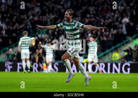 Celtic's Benjamin Nygren celebrates scoring his sides third goal during ...