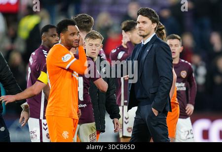 Rangers manager Danny Rohl (right) and his players applaud the fans ...