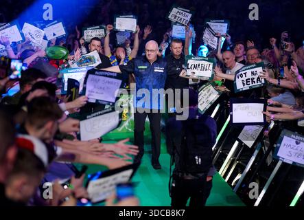 England's Rob Cross ahead of his match against England's Luke Littler ...