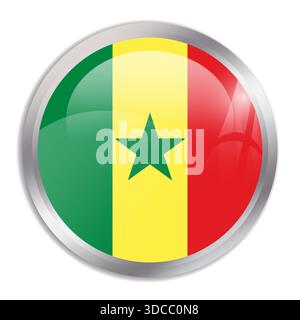 Senegal flag in frame. Badge of the country. Layered circular sign ...