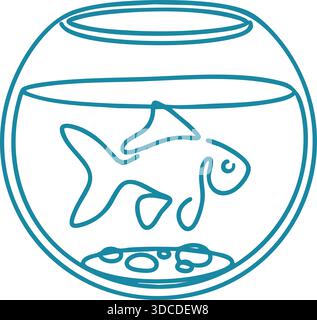 cute ornamental fish in aquarium with bird vector illustration design ...