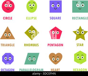 Cute octagon character with smiling face, arms and legs. Fun geometric ...