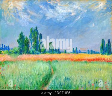 Wheat Field, 1881, Claude Monet, Impressionist rural landscape Stock ...