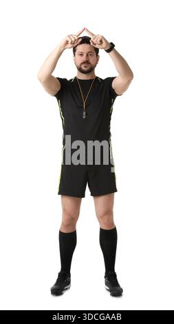 Referee showing VAR sign on white background Stock Photo - Alamy