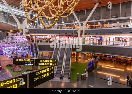 DOHA, QATAR - SEPTEMBER 22, 2023: Check in area of Hamad International ...