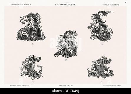 Antique decorative alphabet illustration. Late 19th century design ...
