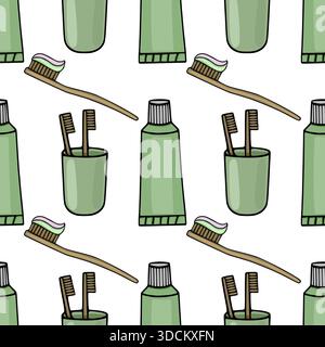 Natural green toothpaste and brush. Fresh eco dental hygiene. Pixel ...