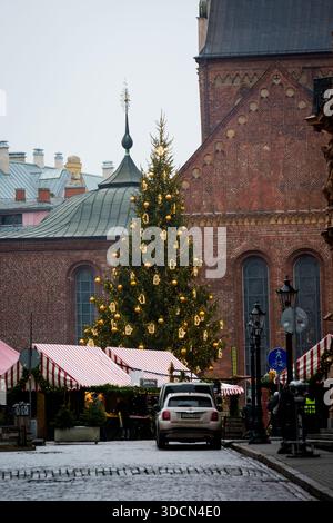 RIGA, LATVIA. 5th December 2025. Christmas tree at Christmas market at ...