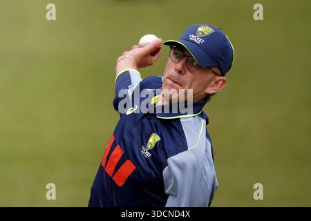 Australia's Todd Murphy bowls during a nets session at the Sydney ...