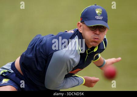 Australia's Todd Murphy bowls during a practice session ahead of the ...