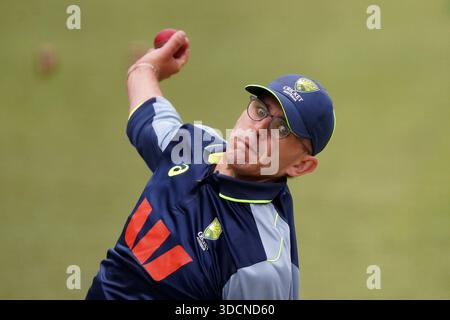 Australia's Todd Murphy bowls during a nets session at the Sydney ...