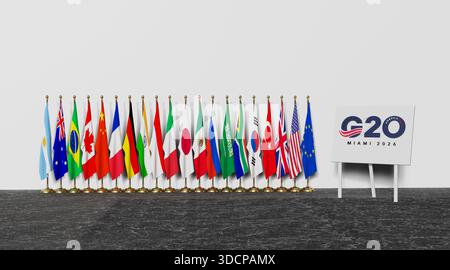 Official logo G20 2026, Flag with Logo Official USA MIAMI G20, Flags ...